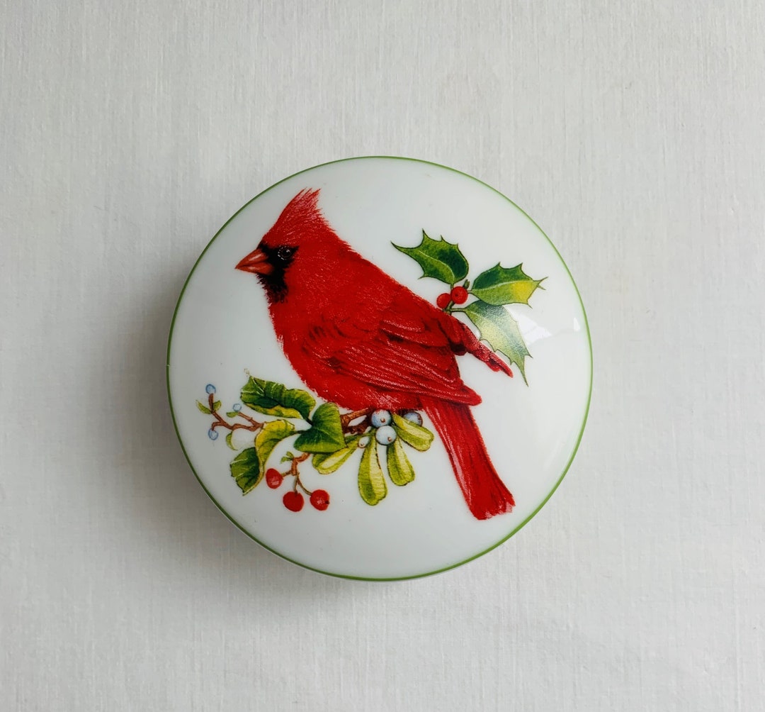 Vintage Red Cardinal Porcelain China Box Andrea by Sadek "williamsburg ...