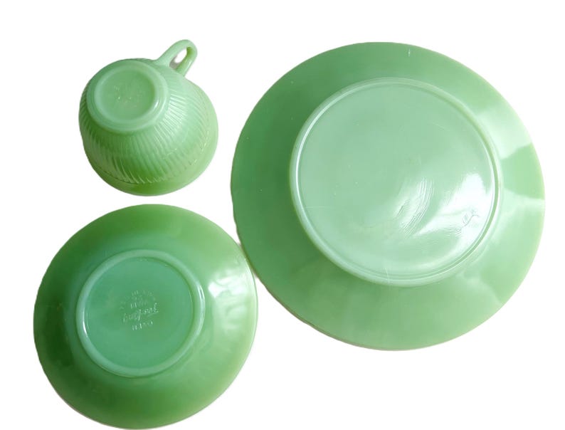 Mid-century 3PC JADEITE by Fire King / 3PC Dinnerware / Anchor Hocking ...