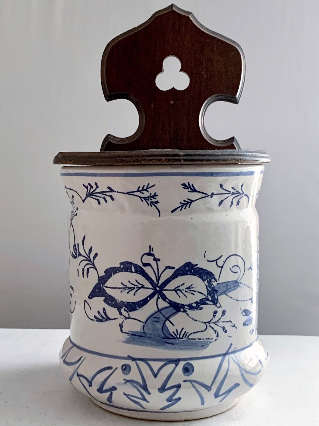 Mid-century Blue Onion Salt Box Farmhouse Kitchen Salt Box - Etsy