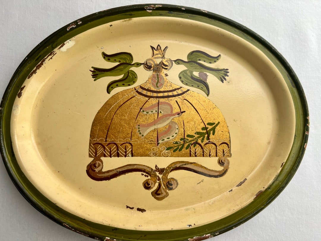 4 Vintage Hand Painted Trays by Georges Briard Copper Enamel Parlour ...