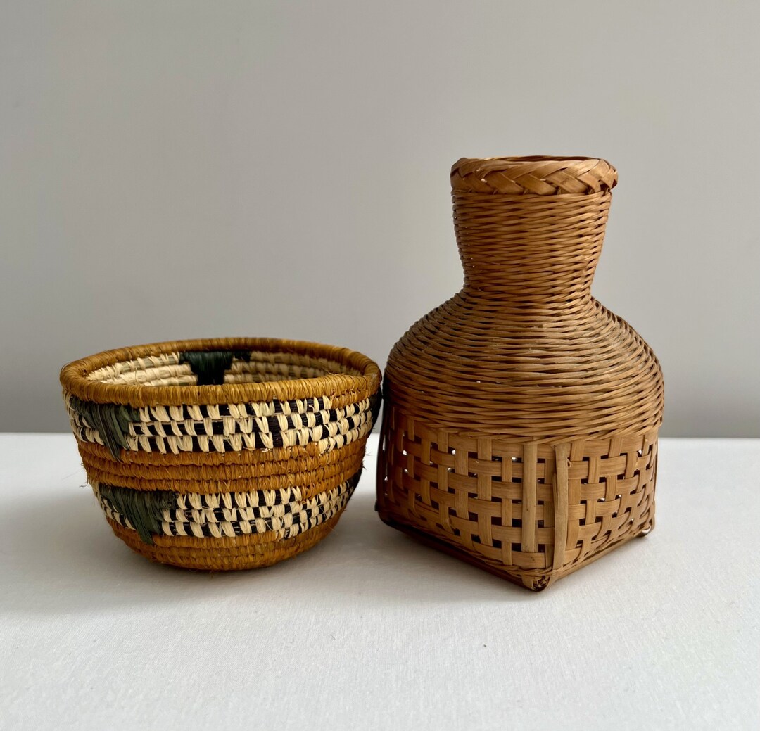 2 Mid-century Hand Made Small Baskets Bamboo Chinese Cricket Cage ...