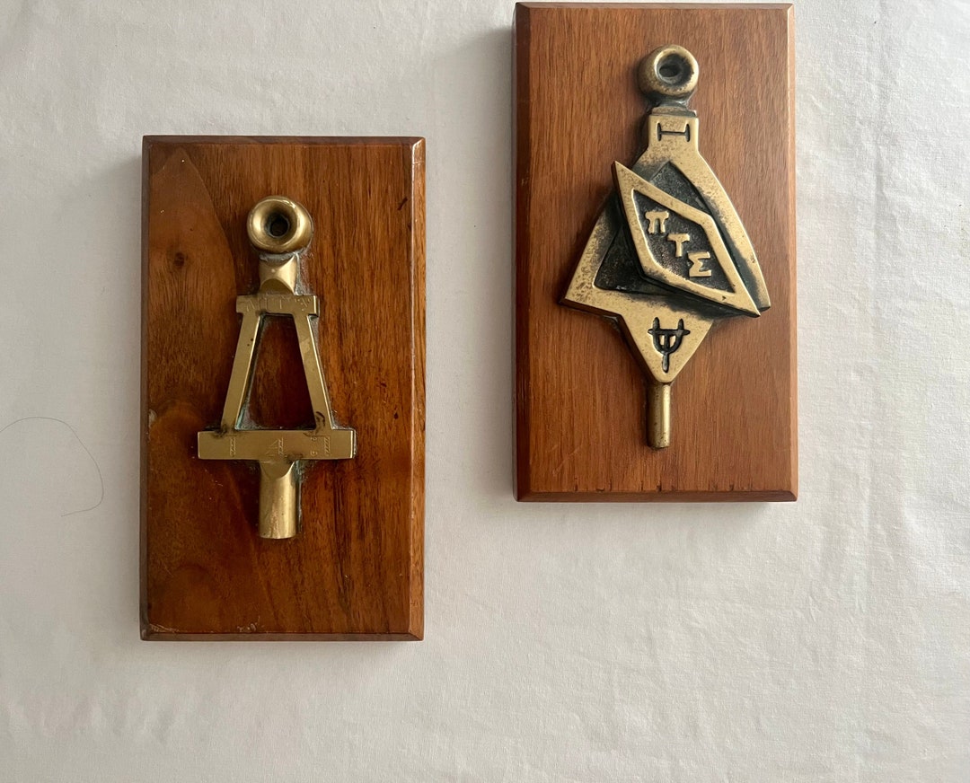 Vintage Brass Symbol Wood Plaque 1950s Mens Club - Etsy