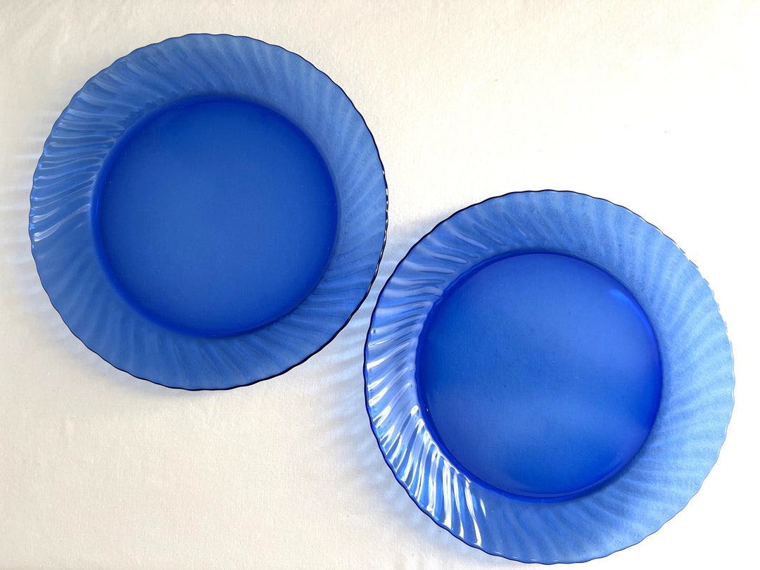 Mid-century Blue Swirl Glassware Plates PYREX FESTIVA Cobalt Blue Salad ...