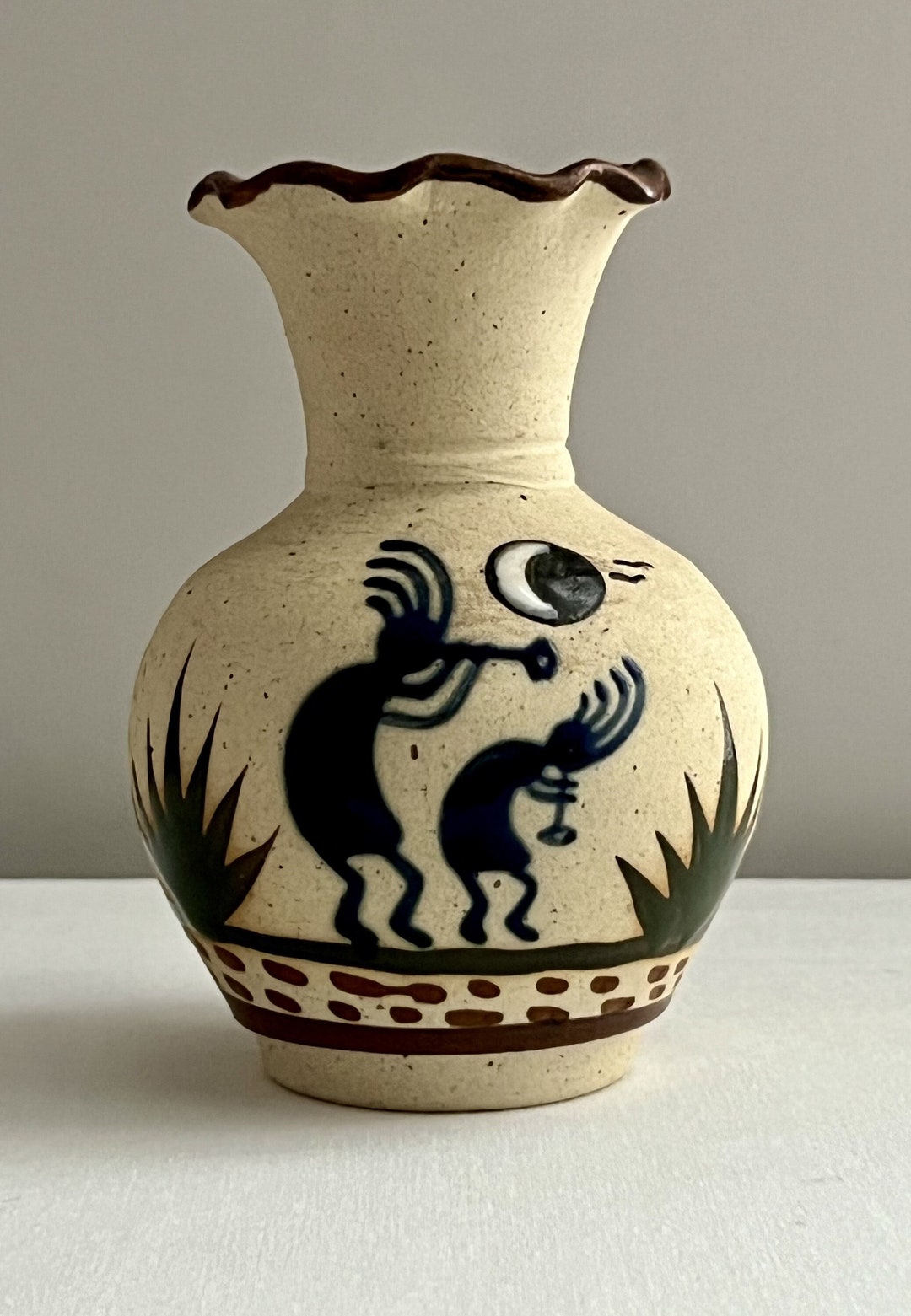 Vintage Hopi Kokopelli Vase Harvest Vase Features Dancing Hunchback ...