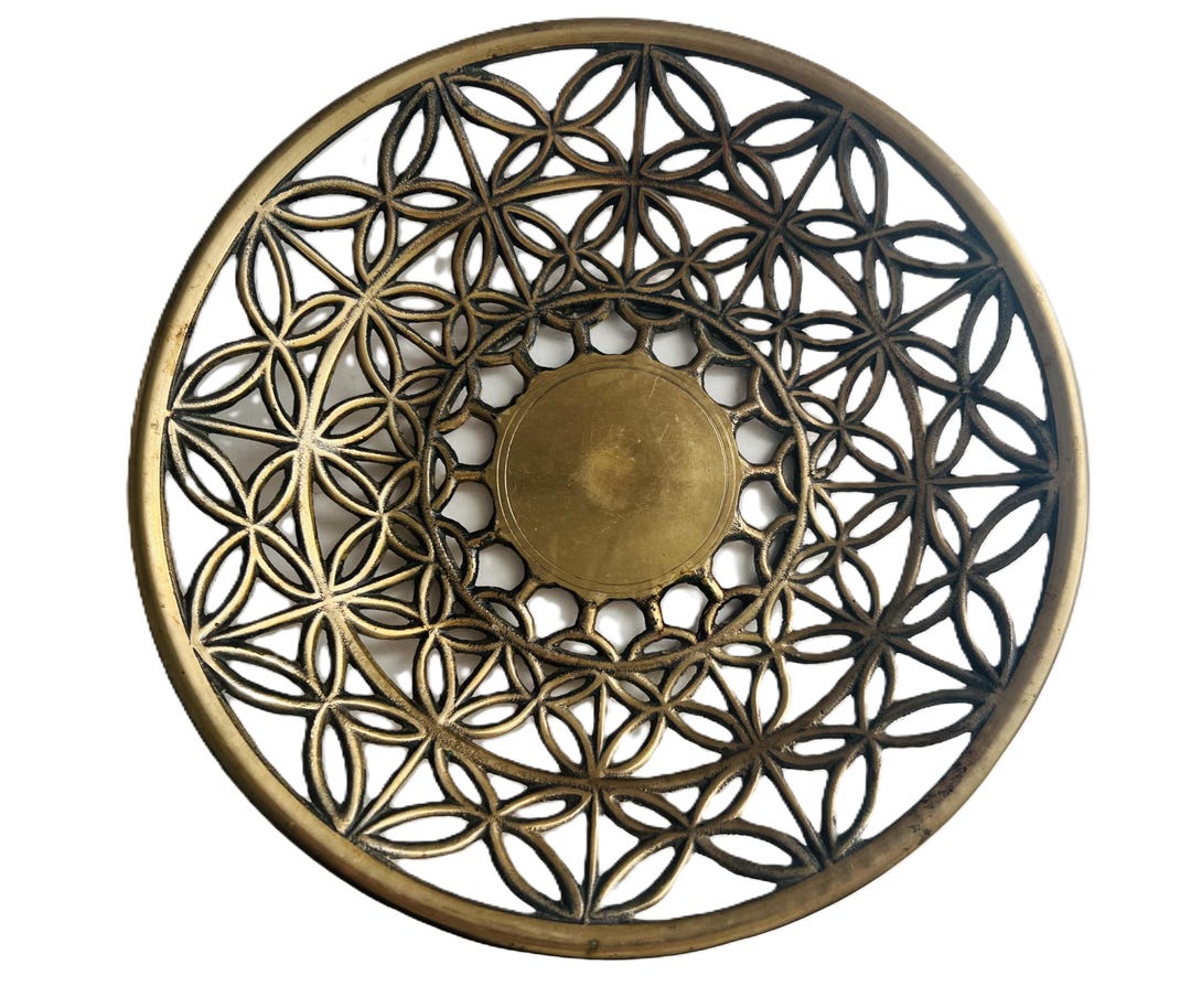 Vintage Large Brass Atomic Cutout Pattern Bowl - Etsy