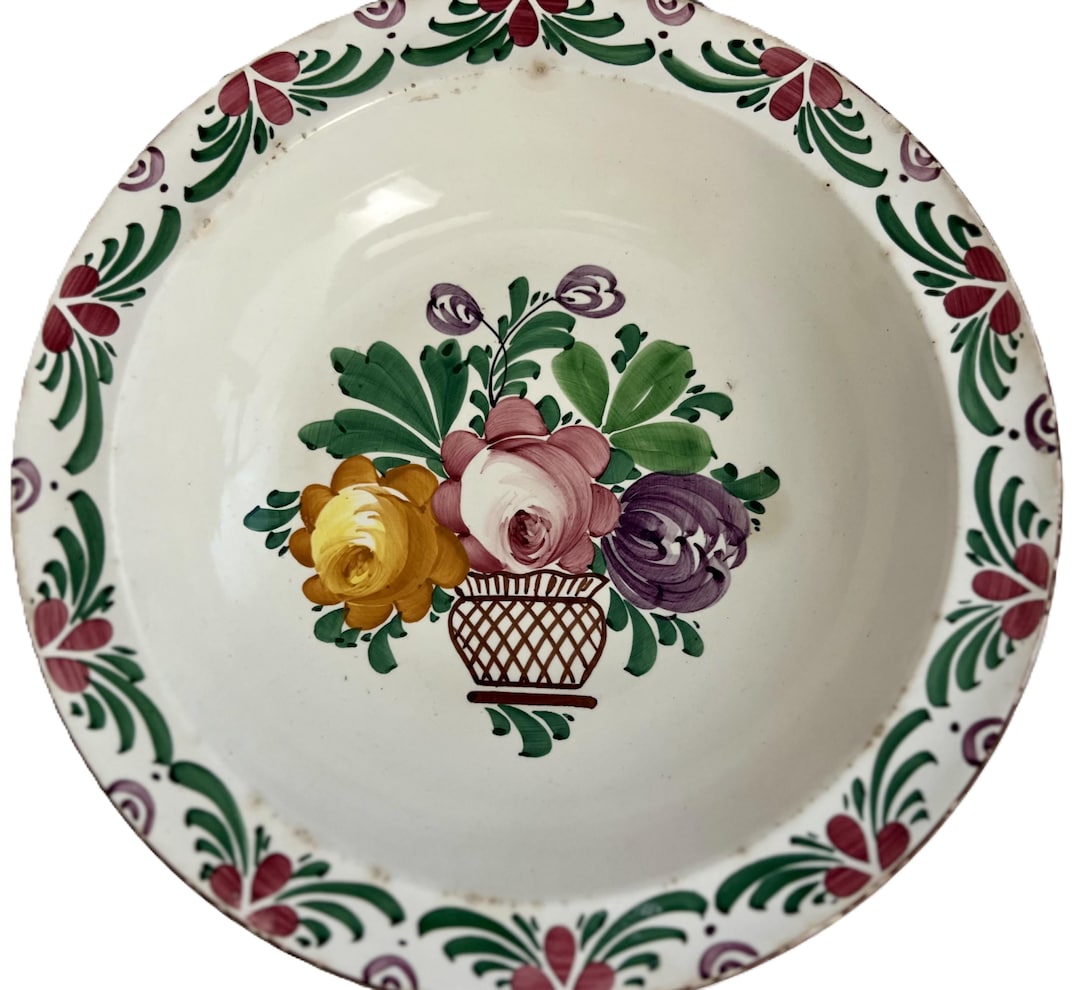 Vintage Hand-painted Faience Bowl / Zell Baden / Made in Germany / 12 ...
