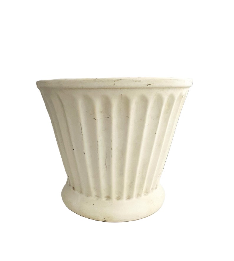MCM White Fluted Floraline Large Pottery Planter - Etsy