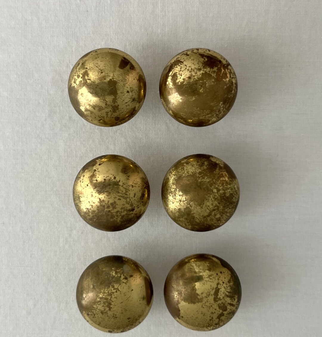 6 Vintage Solid Brass Round Dresser Pulls Rustic Brass Hardware - Etsy