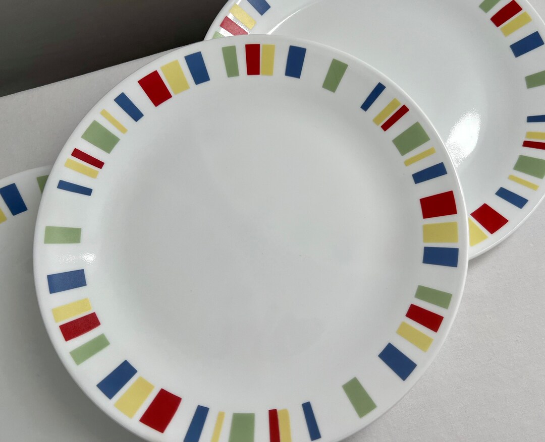 3 Vintage Corelle 10 Memphis Pattern Dinner Plates - Etsy