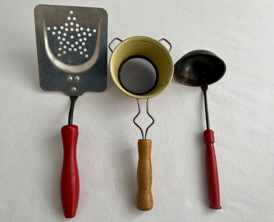 3 Mid-century Red Wood Handle Kitchen Tools - Etsy
