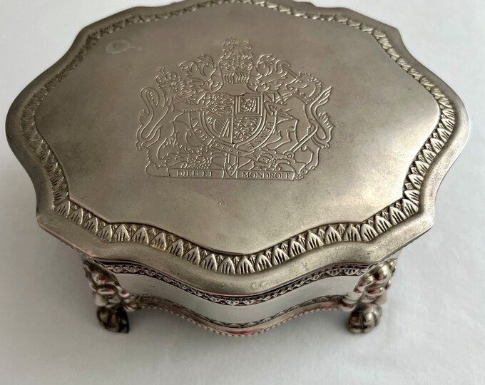 Vintage Silver Plated Lion Jewelry Box: United Kingdom Coat of Arms - Etsy