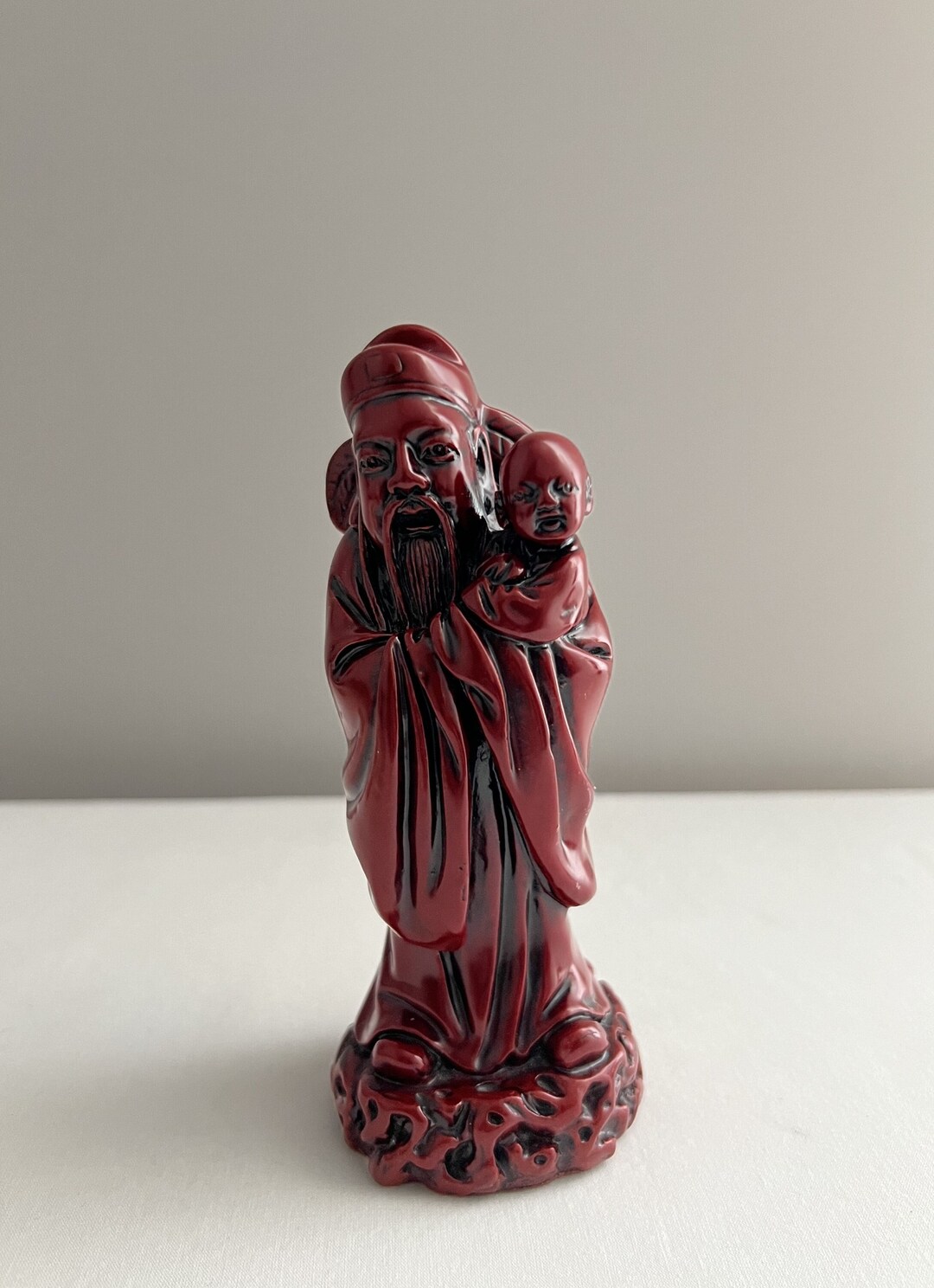 Vintage Chinese Red Resin Buddha & Child 5 1/2 Tall - Etsy