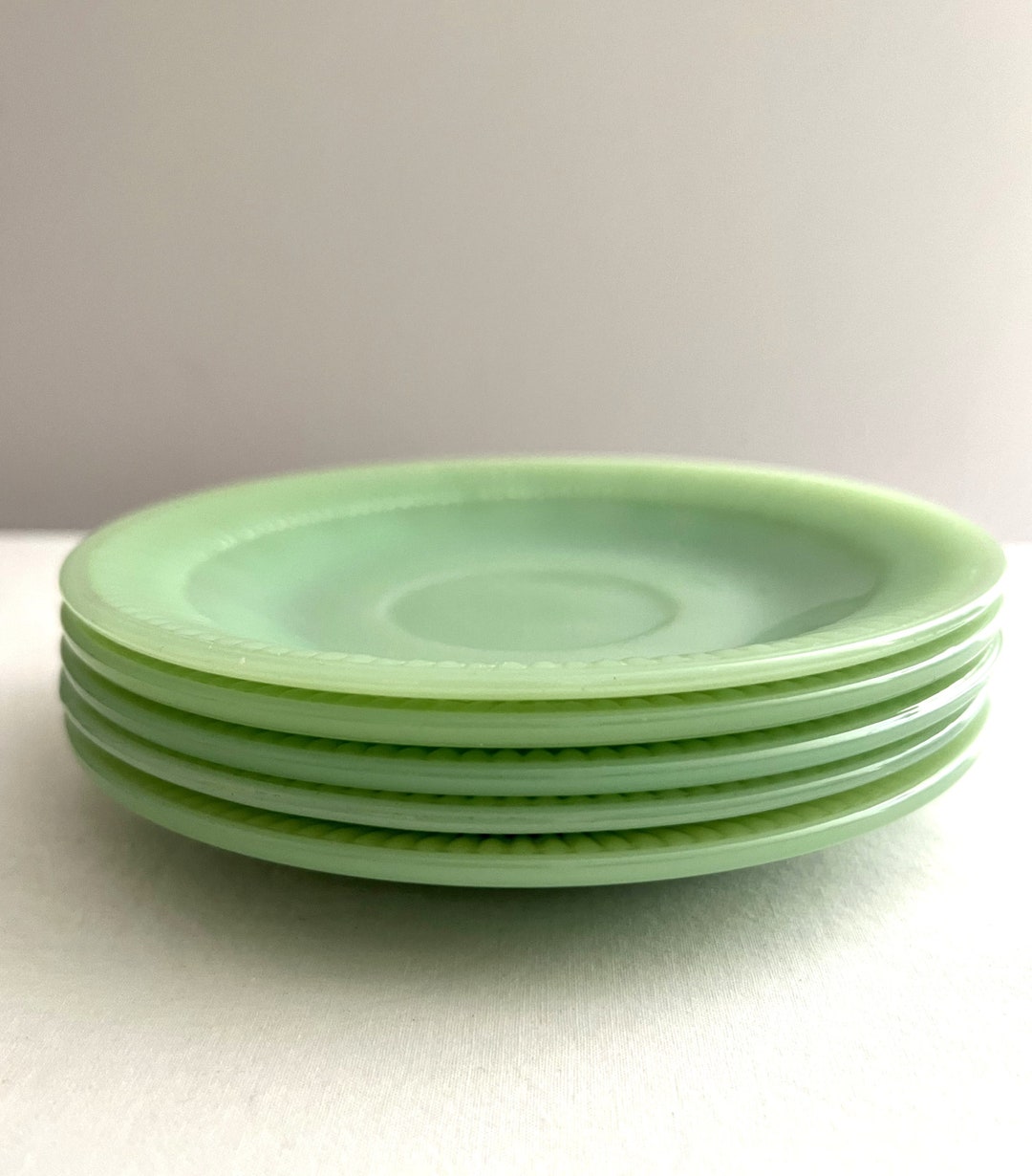 5 Mid-century JADEITE Saucer 6 Plates Jadeite Mid Century Green Jade ...