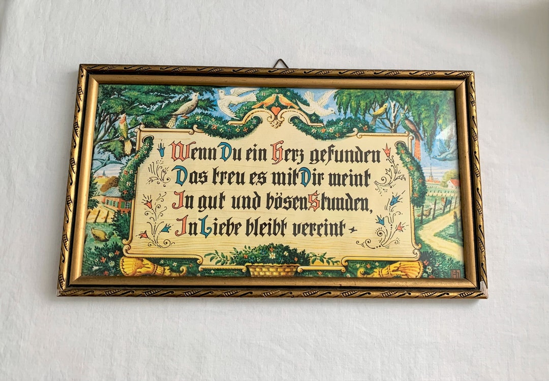 Mid-century German Love Poem Framed Love Poem by Albert Traeger When ...