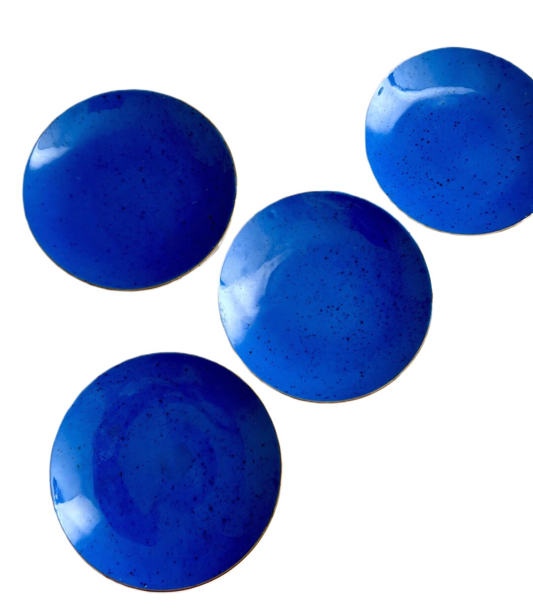 4 Mid-century Blue Speckled Porcelain 4 Inch Plates Childrens China ...