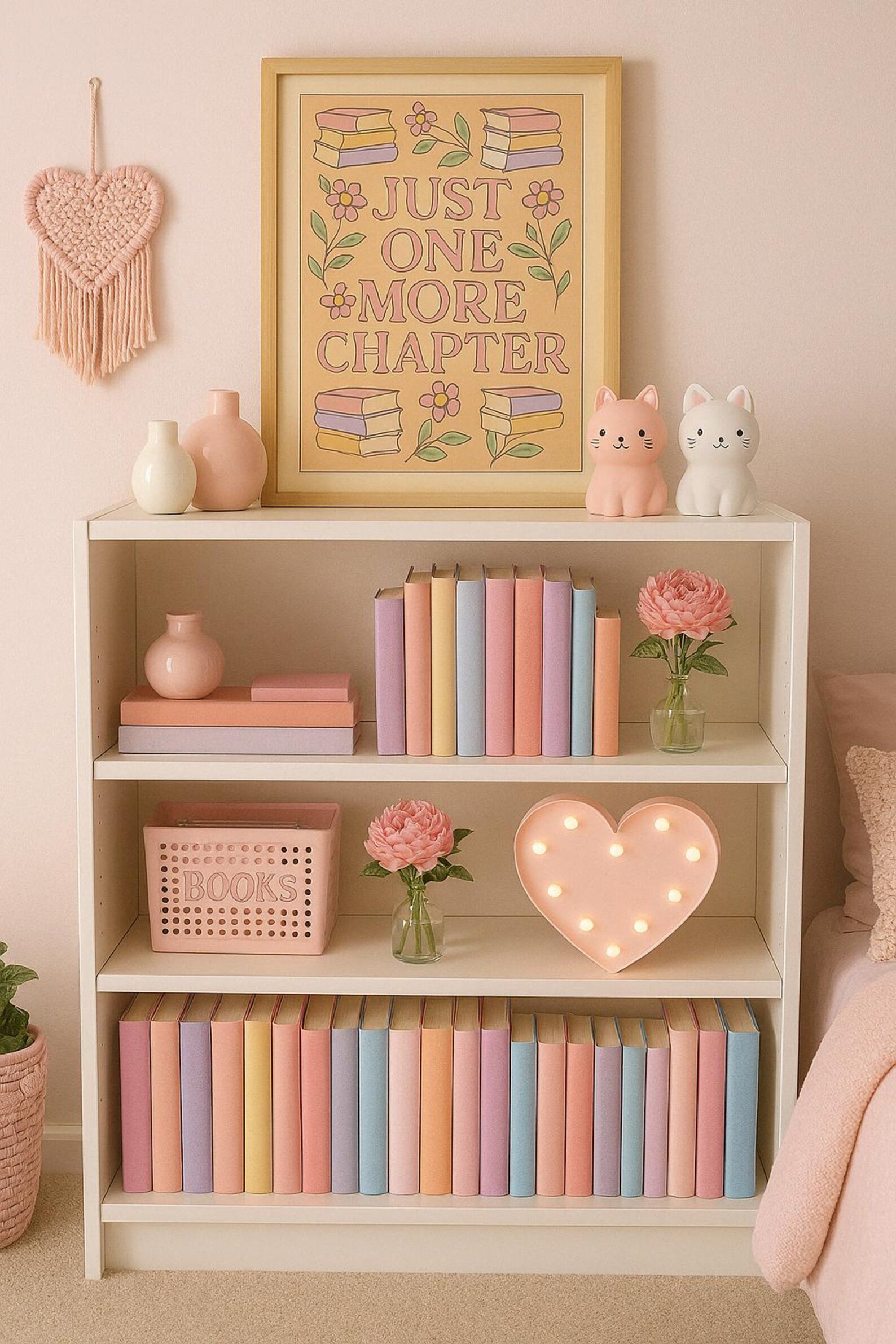 Just One More Chapter Wall Art – Pastel Bookish Print, Girly Reading ...