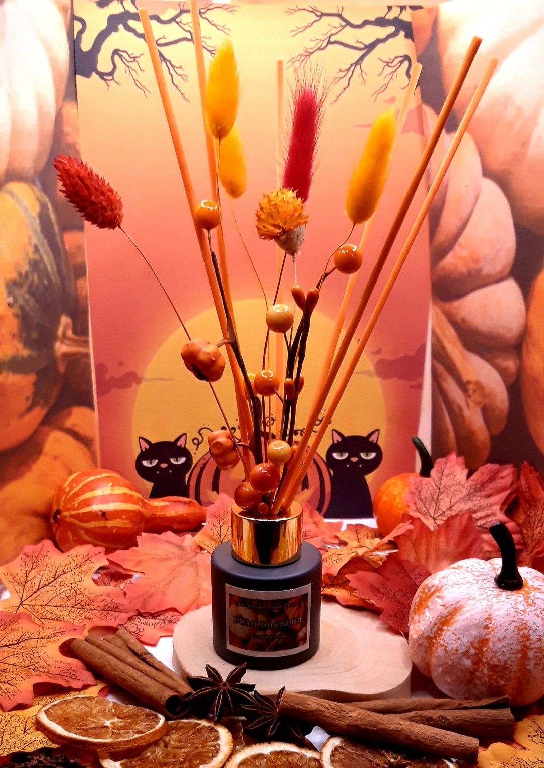 Halloween Pumpkin Spice Reed Diffuser With Unique Pumpkin - Etsy