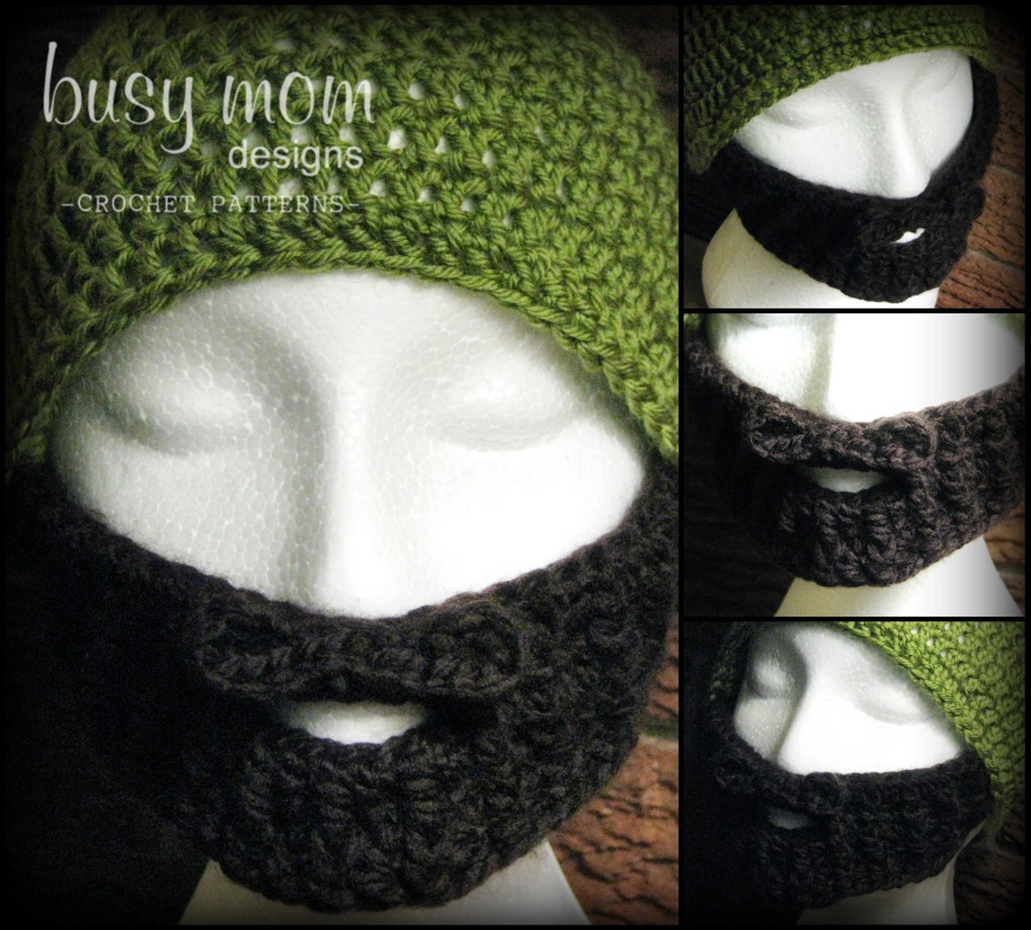 CROCHET PATTERN Bearded Beanie Novelty Beard Hat Sizes - Etsy