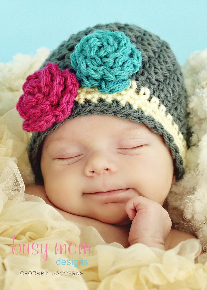 CROCHET Hat PATTERN the Bella Rose Beanie Sizes From - Etsy