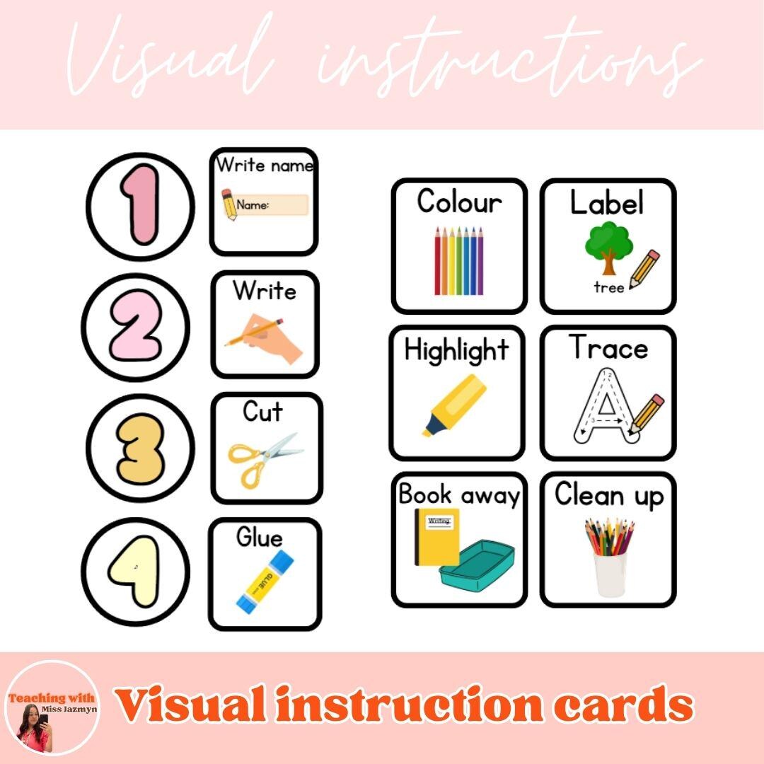 Visual Instructions | Classroom Management Visual Instruction Cards - Etsy