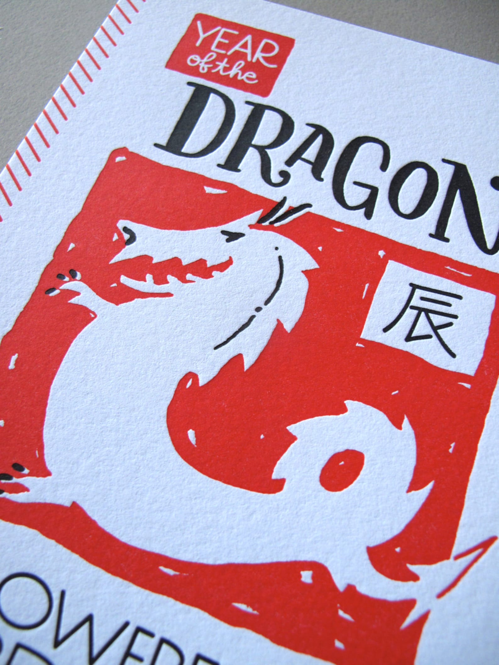 Chinese Zodiac 5”x7” - YEAR of the DRAGON - Letterpress Art Print - New ...