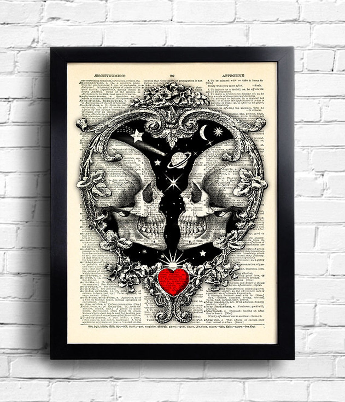 Skeleton Couple Gothic Print Skull Couple Heart Poster Skull - Etsy