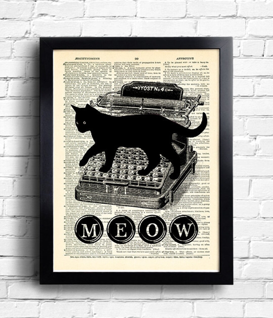 MEOW CAT Quotes Dictionary Art Print Cat Wall Decor Poster - Etsy