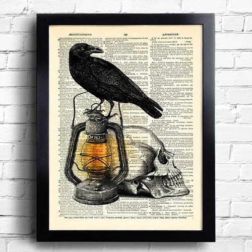 Edgar Allan Poe Print Poe Raven Poster Poe Art Print Skull - Etsy