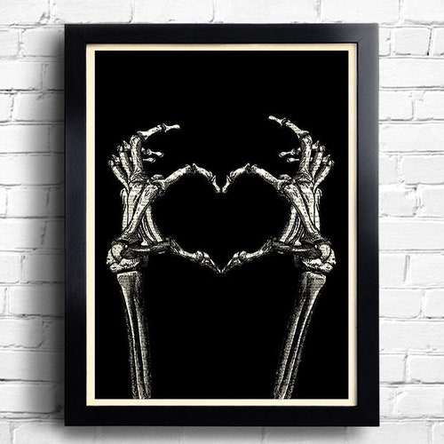 Skeleton Love Heart Bones Art Print SKULL Poster and They - Etsy