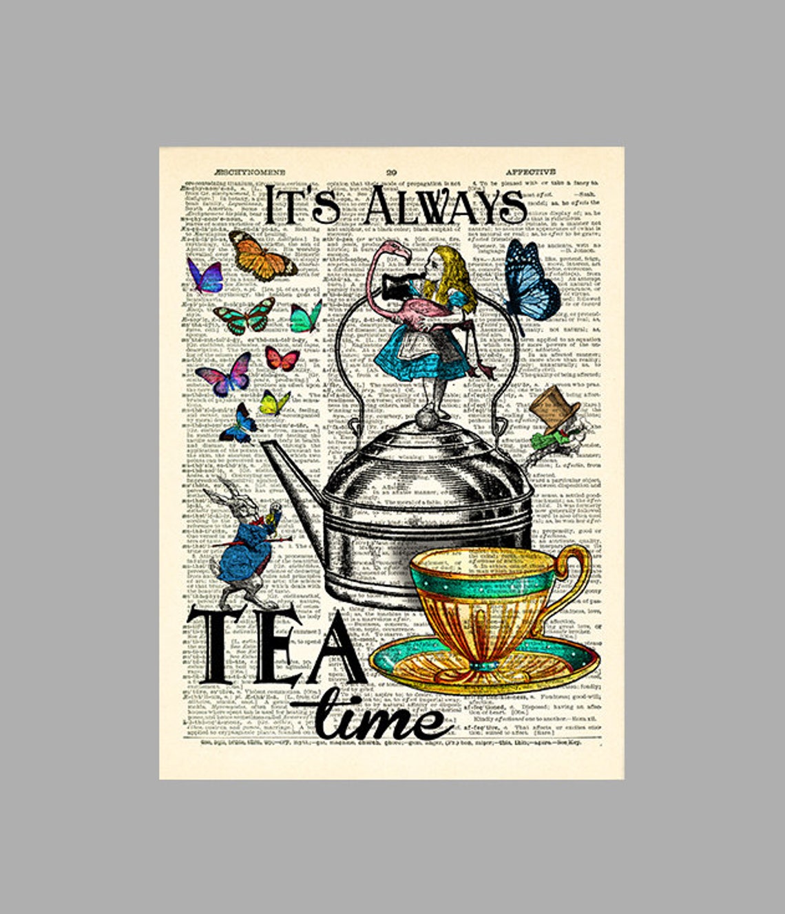 Alice in Wonderland Print Alice Wall Art It's Always Tea Time Alice ...