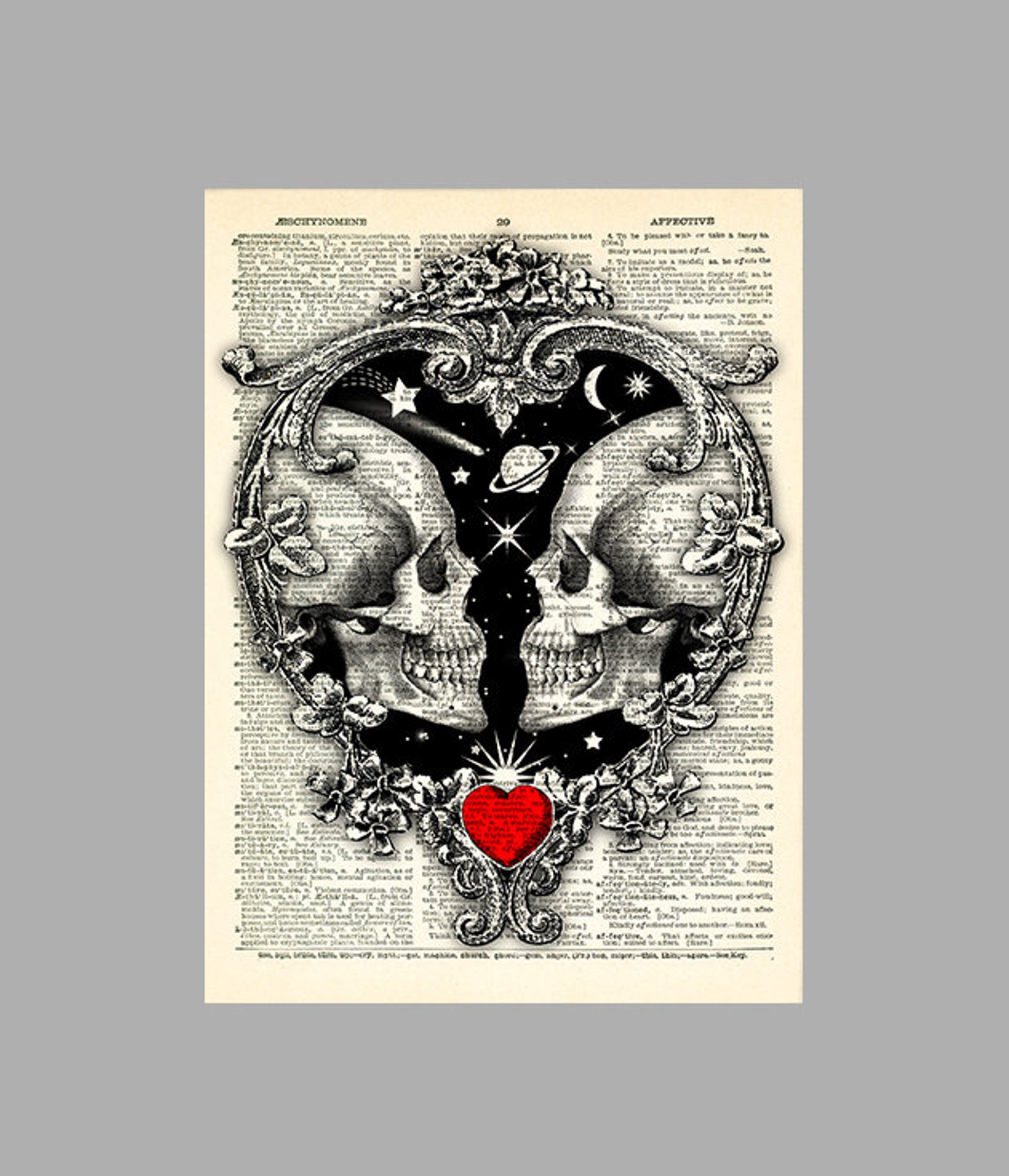 Skeleton Couple Gothic Print Skull Couple Heart Poster Skull - Etsy