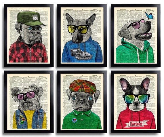 Dog Poster Set Dog Print Set of 6 French Bulldog Print Dog Art - Etsy