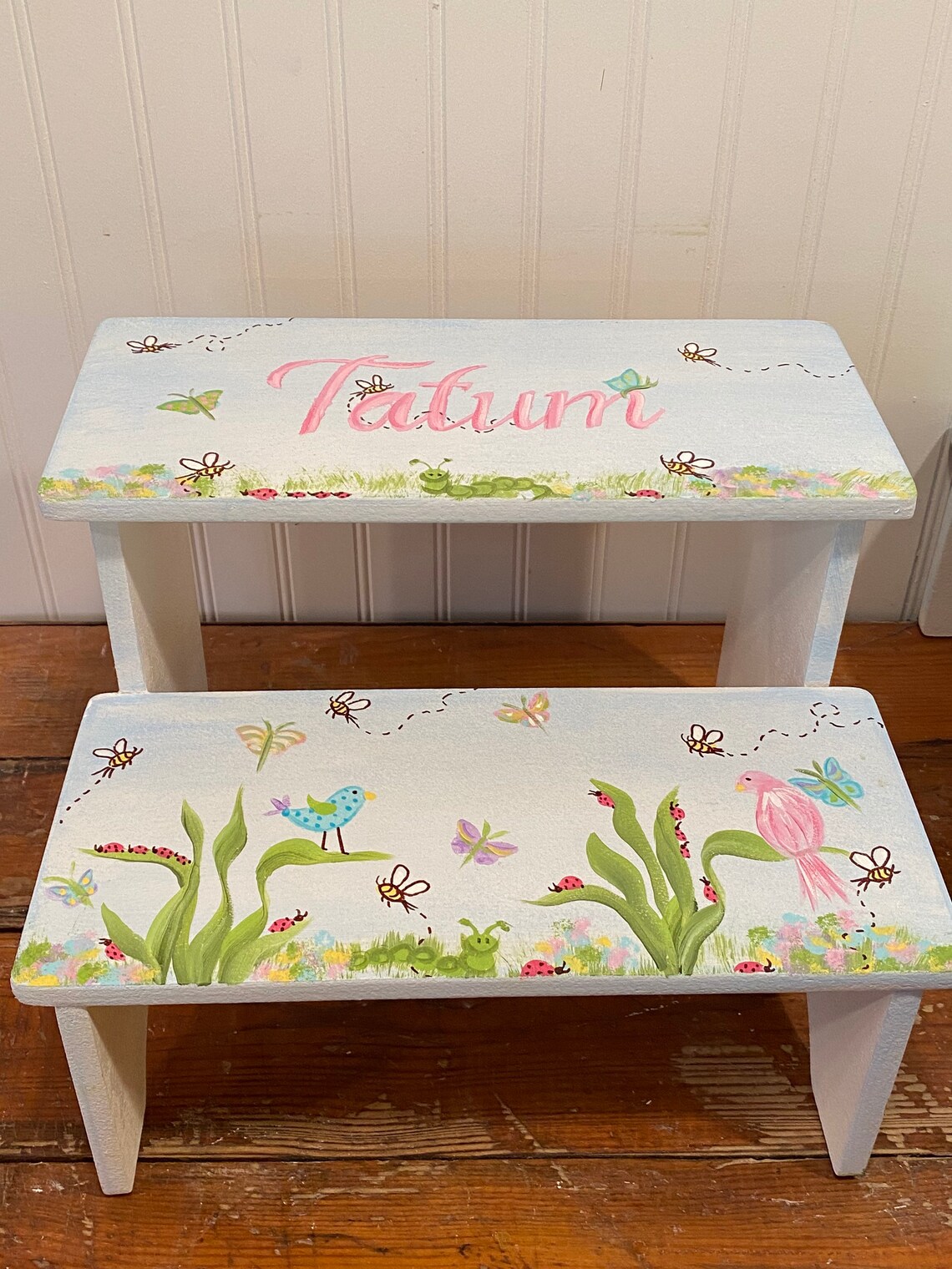 Birds Butterflies Bees, Girls Step Stools, Pink Lady Bugs, Green ...