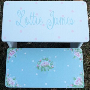 Girls Step Stools, Hand Painted Roses, Pink, SKY Blue, Steps Stools ...