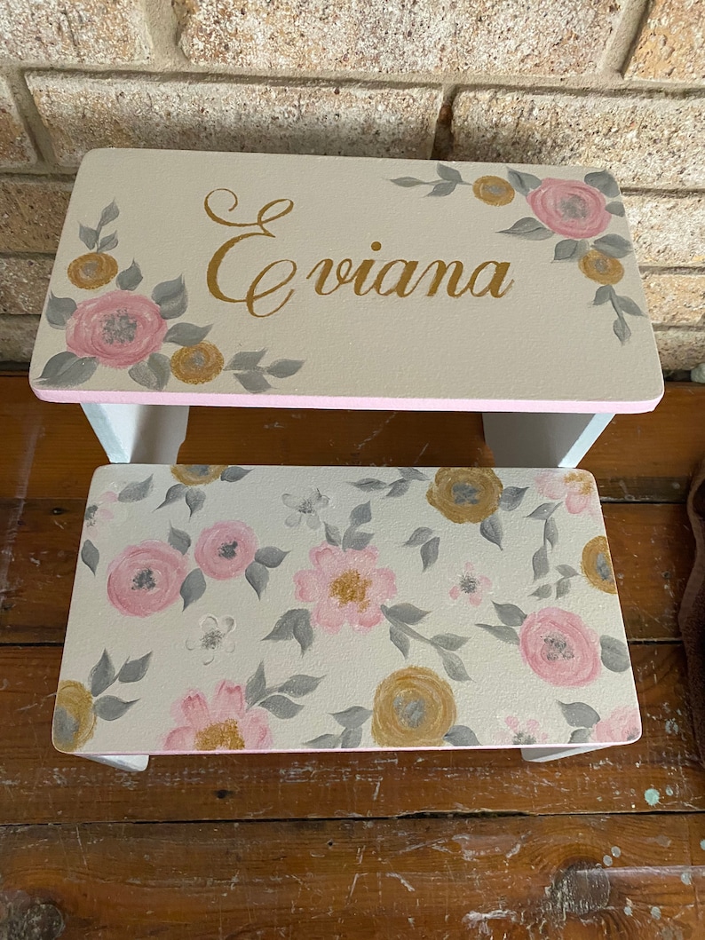 Girls Step Stool Sweet Jojo Watercolor Pink Blush Soft - Etsy