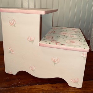 Lavender Girls Step Stool, Purple Lilac Roses, Personalized Gift ...