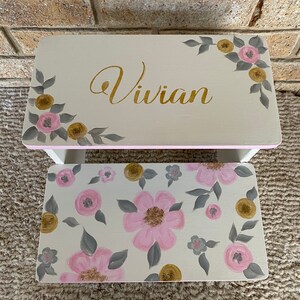 Girls Personalized Step Stool,kids Furniture, Roses, Romantic Floral ...