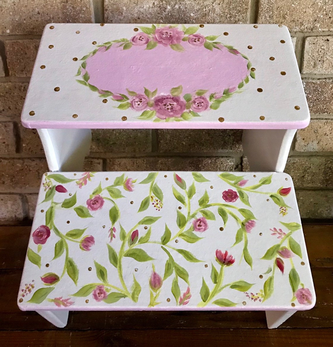 Girls Floral Roses Step Stool Personalized Gift. Bathroom - Etsy