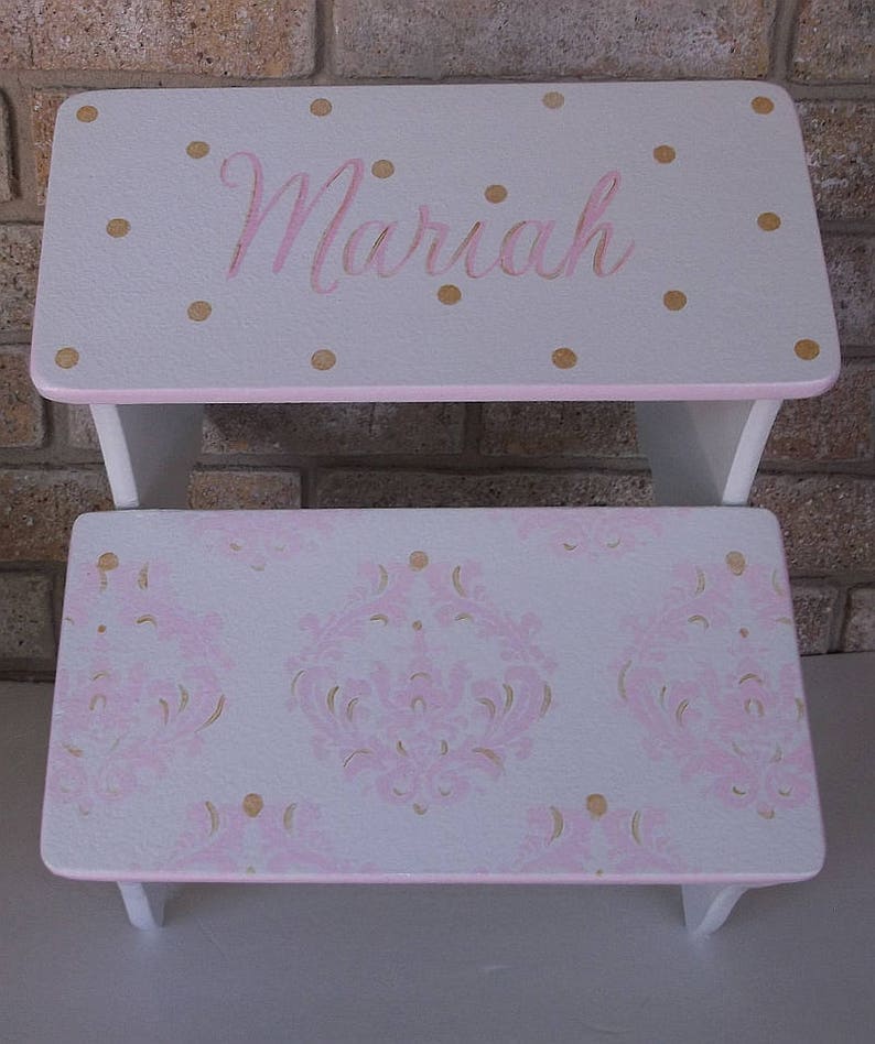 Step Stool for Girls Pink Gold Toddler Pigs Personalized - Etsy
