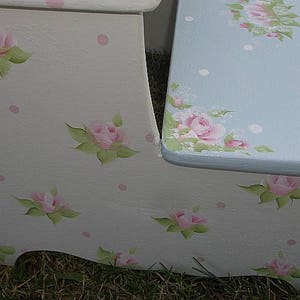 Girls Step Stool, Toddlers, Pink, Sky Blue, Roses, Bench, Personalized ...