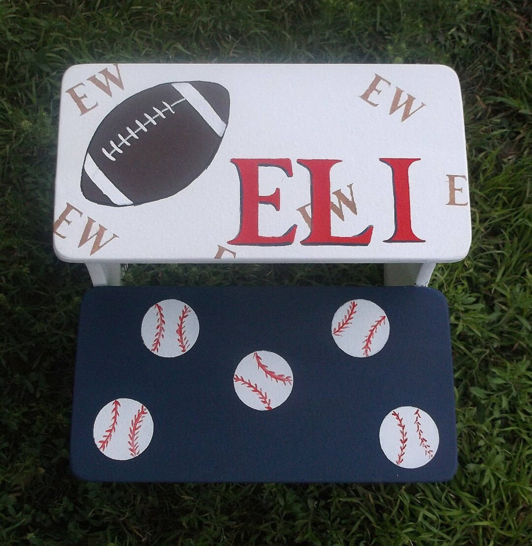 Hand Painted Baseball, Football, Custom, Sports Decor, Boys, Bathroom ...