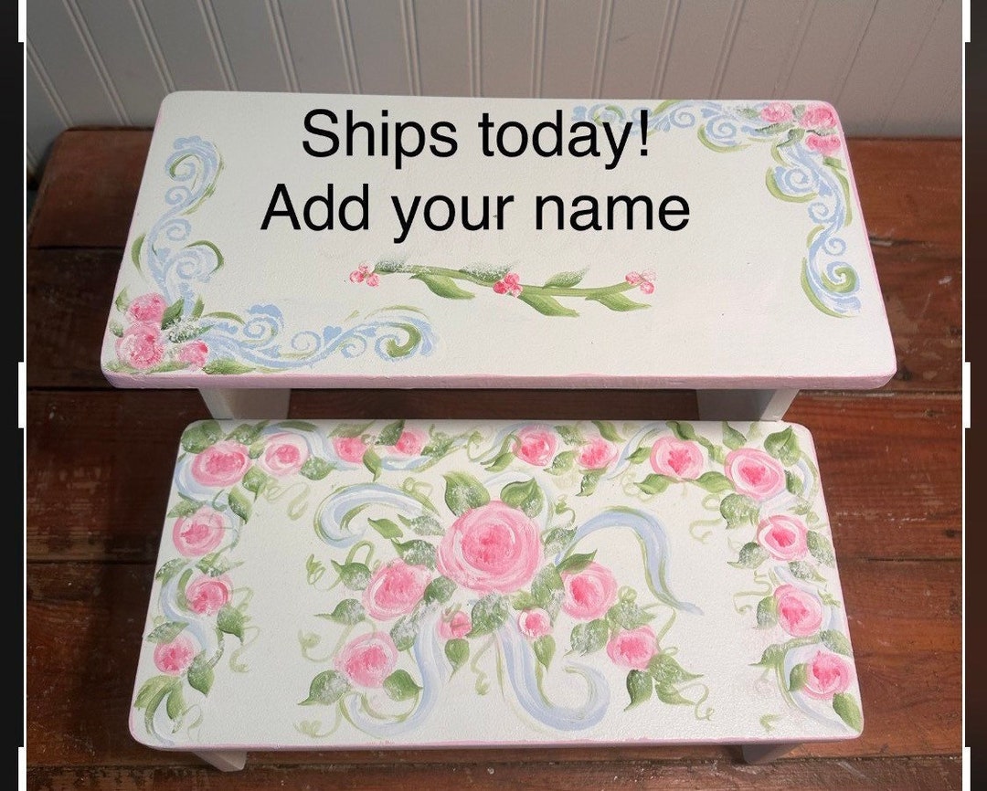 Girls Personalized Step Stoolkids Furniture Roses Romantic - Etsy