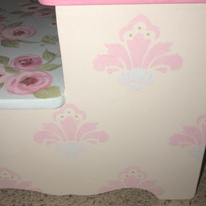 Boho Roses, Floral Watercolors,teal Pink Green, Bathroom Stool, Nursery ...