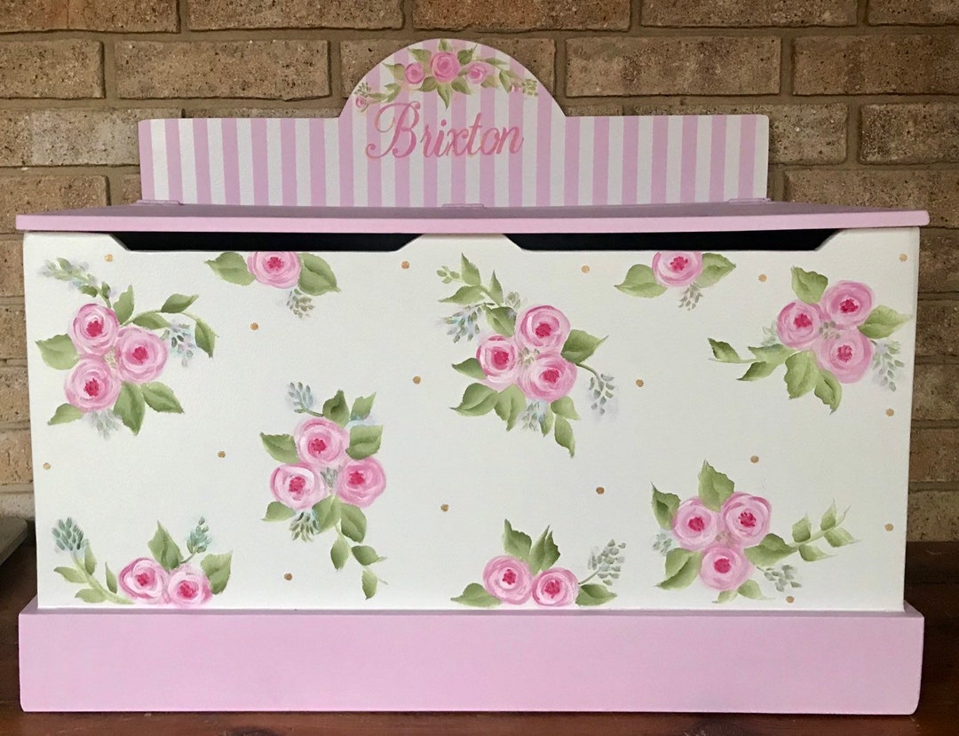Toy Box for Girls, Watercolor Roses, Toy Chest, Personalized, Girls ...