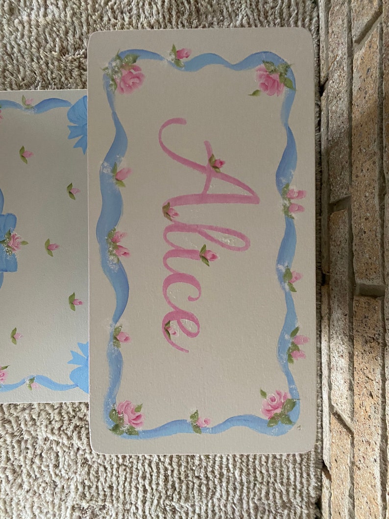 Girls Bows French Blue Roses Pink Romantic Girls Decor | Etsy