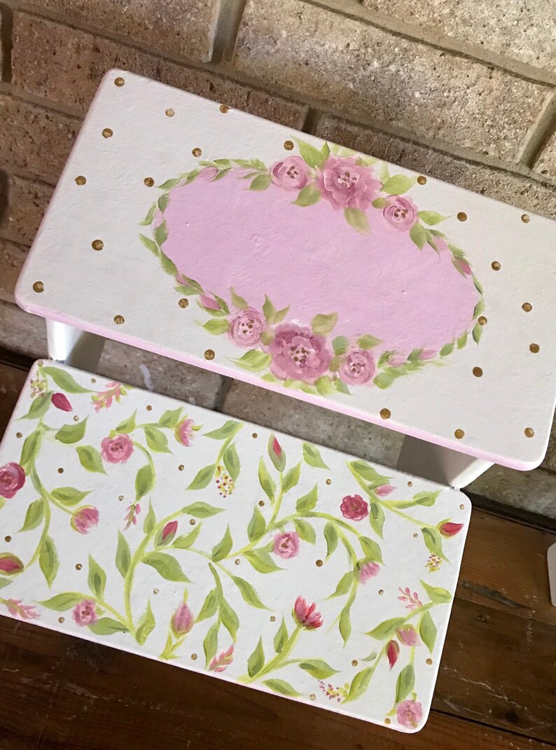 Girls Floral Roses Step Stool Personalized Gift. Bathroom - Etsy