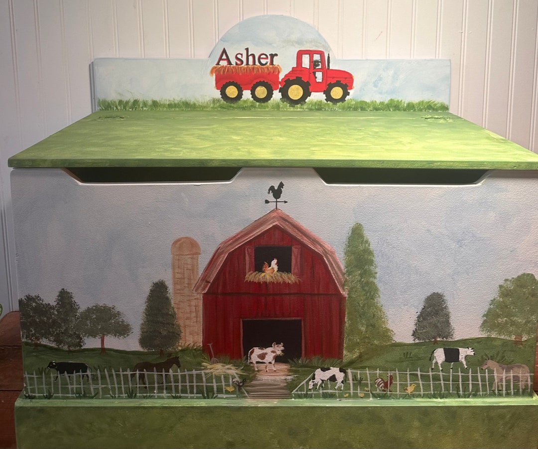 Tractor Toy Box Unisex, Farm Animals, Barn Tractor Cows Horses, Horses ...