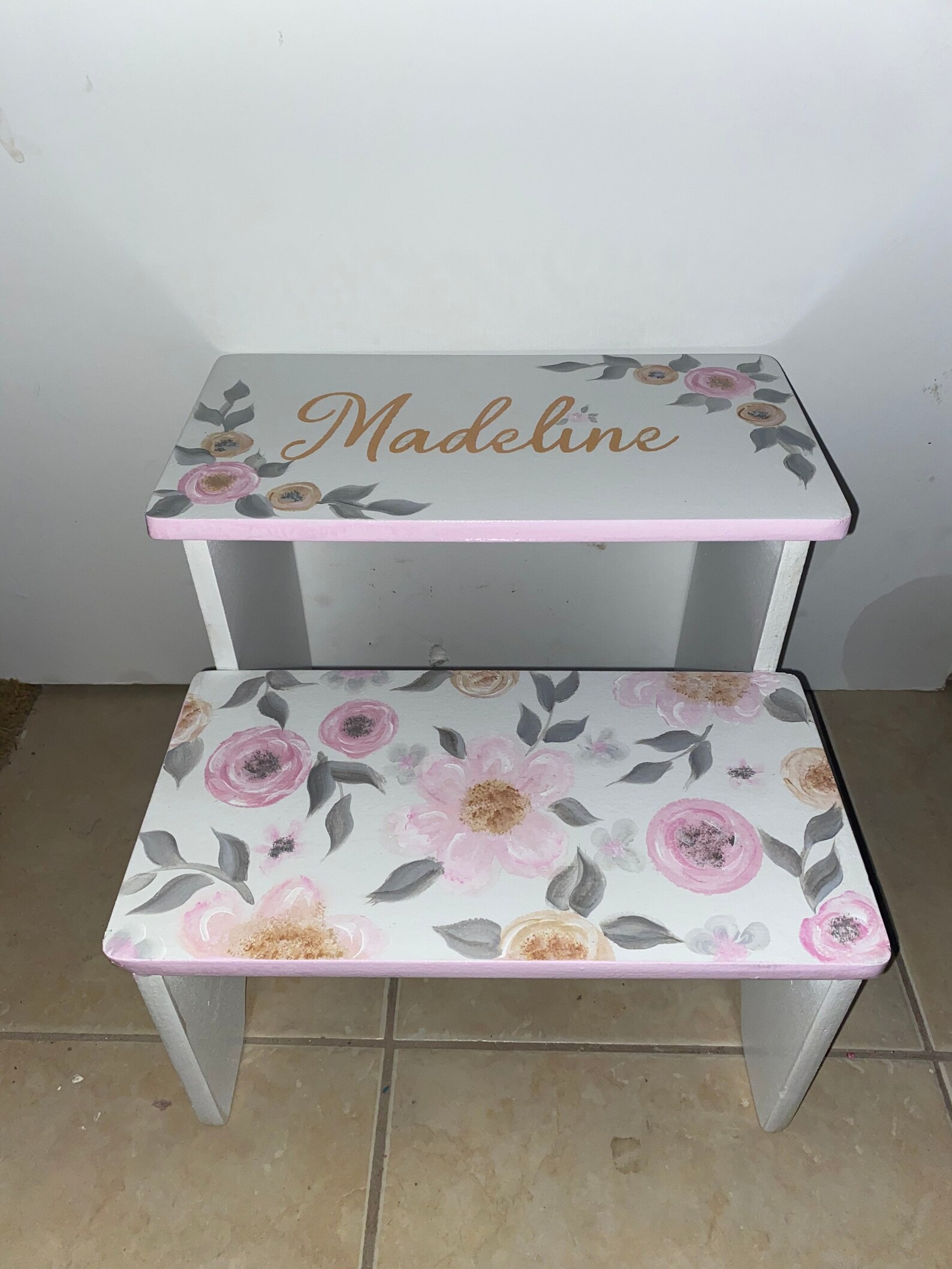 Girls Step Stool Sweet Jojo Watercolor Pink Blush Soft - Etsy