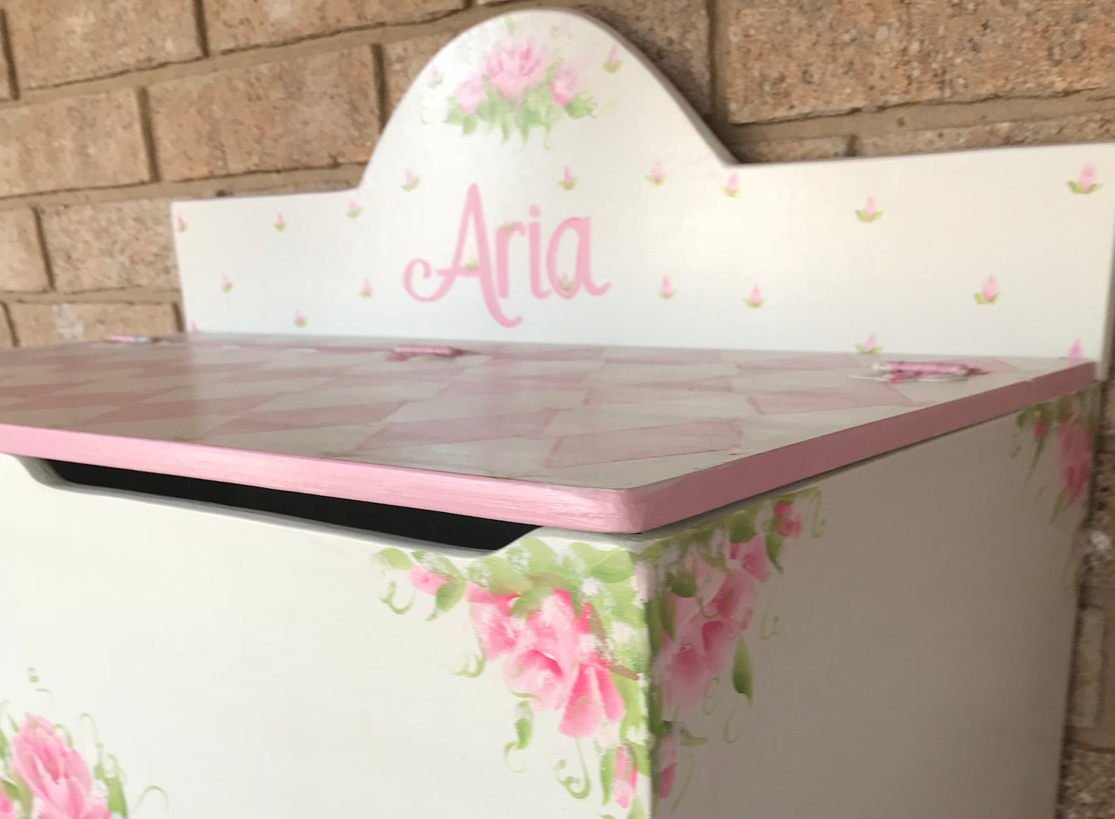 Girls Toy Boxpink Bow Handpainted Roses Pinkwhite Toy - Etsy