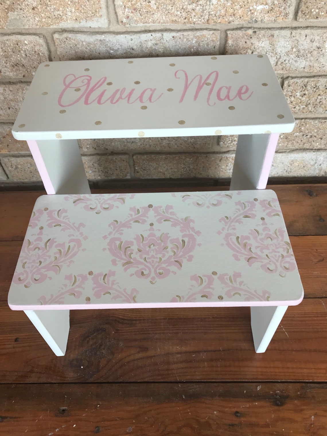 Step Stool for Girls Pink Gold Toddler Pigs Personalized - Etsy